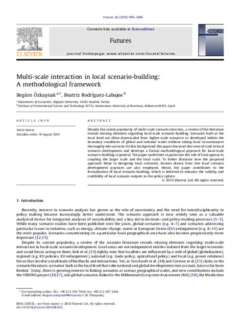 Pdf Multi Scale Interaction In Local Scenario Building A
