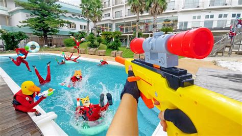 Nerf War Water Park And Spa Battle 25 Nerf First Person Shooter Youtube