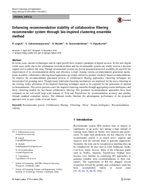 Pdf Enhancing Recommendation Stability Of Collaborative Filtering