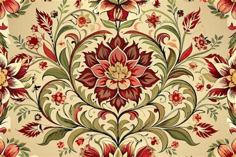 Mughal Decorative Ornamental Floral Vintage Design Premium Ai