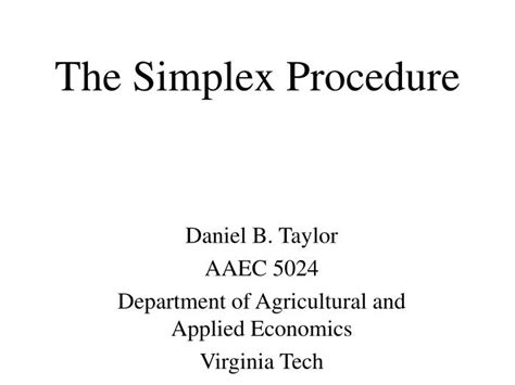 Ppt The Simplex Procedure Powerpoint Presentation Free Download Id