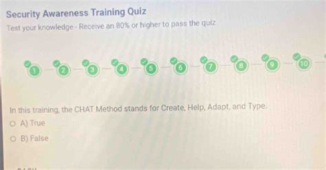 Solved Security Awareness Training Quiz Test Your Knowledge Receive An 80 Or Higher To Pass