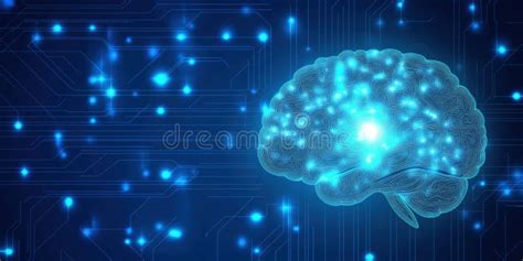 Digital Brain Illustration Circuit Patterns Representing Artificial Intelligence Technology