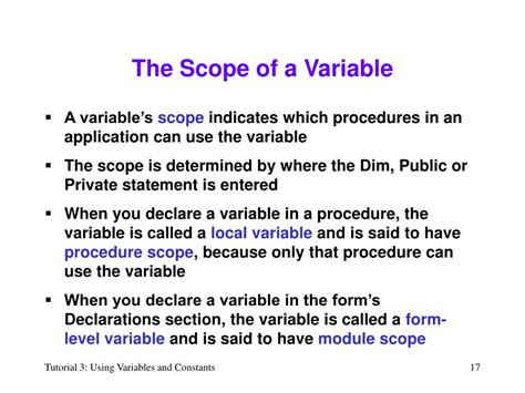ppt tutorial 3 using variables and constants powerpoint presentation