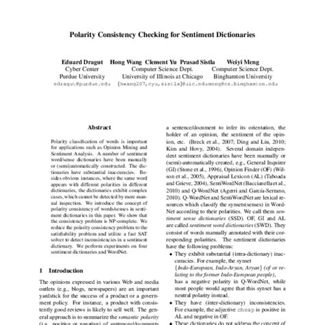Polarity Consistency Checking For Sentiment Dictionaries Acl Anthology