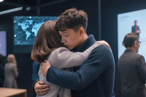 A Couple Hugging Each Other In A Hug While The Girl Is Hugging Her Generative Ai Premium AI