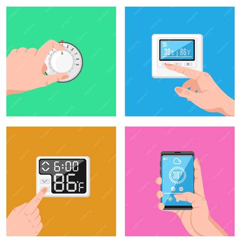 Premium Vector Person Hand Set Temperature Level Switching Thermostat