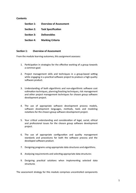 Assignment Brief Group Software Development Project Contents Section Overview Of Studocu