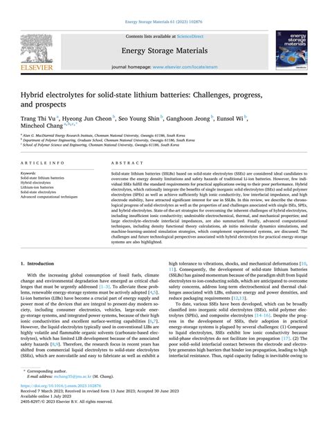 Pdf Hybrid Electrolytes For Solid State Lithium Batteries Challenges