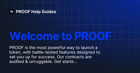 Welcome To Proof Proof Help Guides