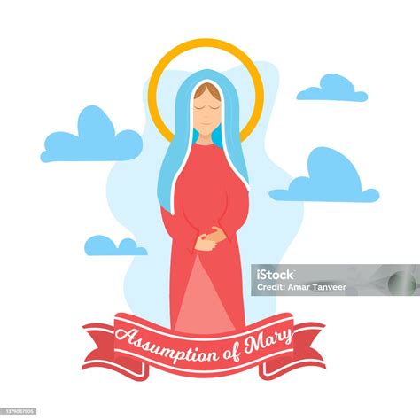 메리 일 벡터 일러스트 인사말 카드 하나님 성모 마리아 벽지 종교 포스터 8 월 15 중요한 날의 행복한 가정 공휴일에 대한