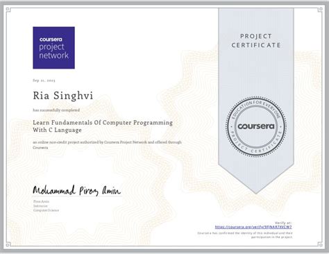 Ria Singhvi On Linkedin Cprogramming Certification