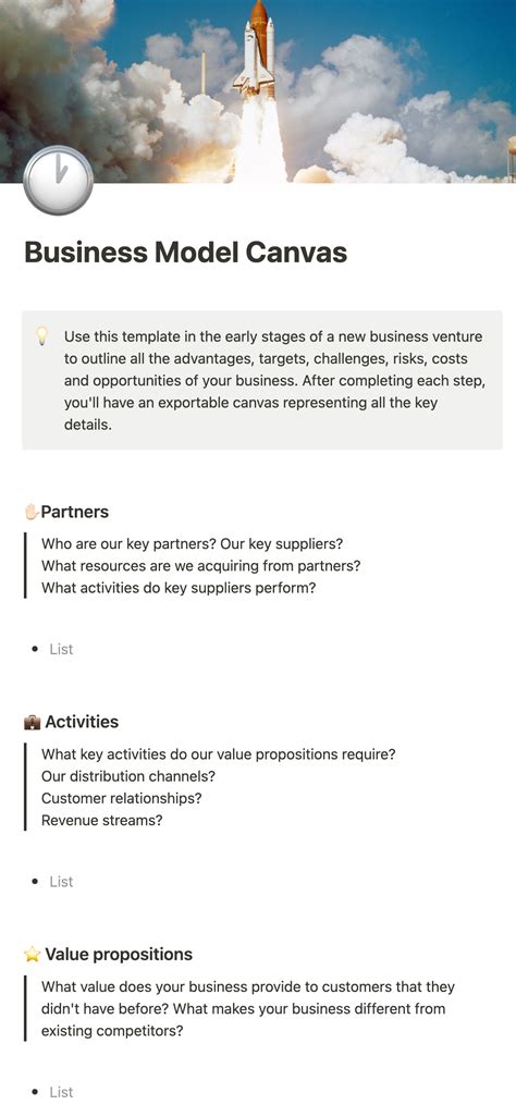Notion Template Gallery Business Model Canvas