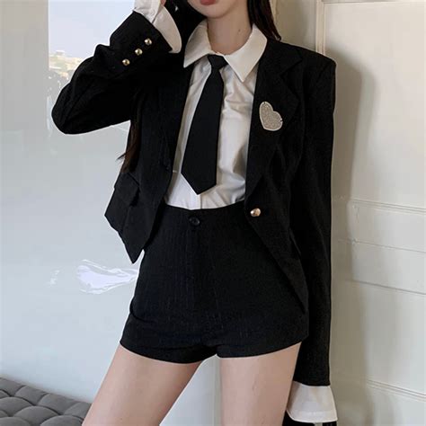 코디세트베이직 자켓이너 셔츠숏팬츠 쓰리피스 세트 De127394