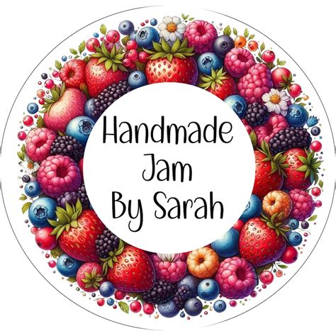 Personalised Jam Border Name Label Packaging Homemade Jam Berries