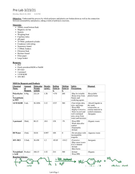 pre lab 32321 lab assignment objective understand the process by which polymers and