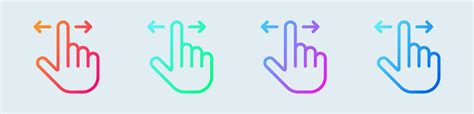 Gesture Line Icon In Gradient Colors Touch Signs Vector Illustration