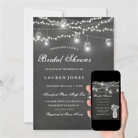 Chalkboard Mason Jar Bridal Shower Invitation Zazzle