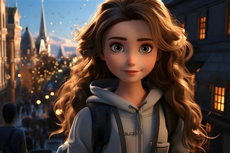 Traductor Pixar Estilo Render Niña Personaje Ilustración De Toda La