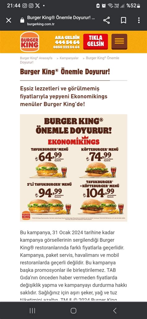 Burger King Fiyat Hesaplama Yanlışı Şikayetvar