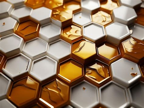 Premium AI Image 3D Abstract Hexagon Background In Golden And White