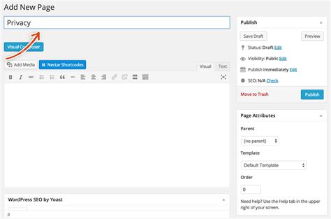 wordpress add new privacy page wplauncher