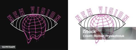 티셔츠 디자인을 위한 뉴 비전 슬로건 티셔츠 타이포그래피 그래픽을 위해 녹는 지구 지구와 눈 그림 의류 인쇄 왜곡에 대한 스톡 벡터 아트 및 기타 이미지 Istock