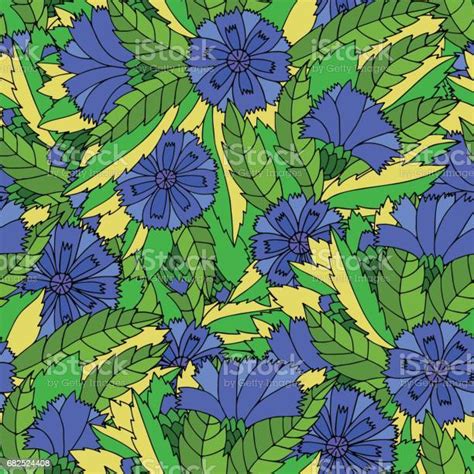 Cornflowers와 잎 집시 스타일에 화려한 완벽 한 패턴입니다 꽃 식물에 대한 스톡 벡터 아트 및 기타 이미지 꽃 식물