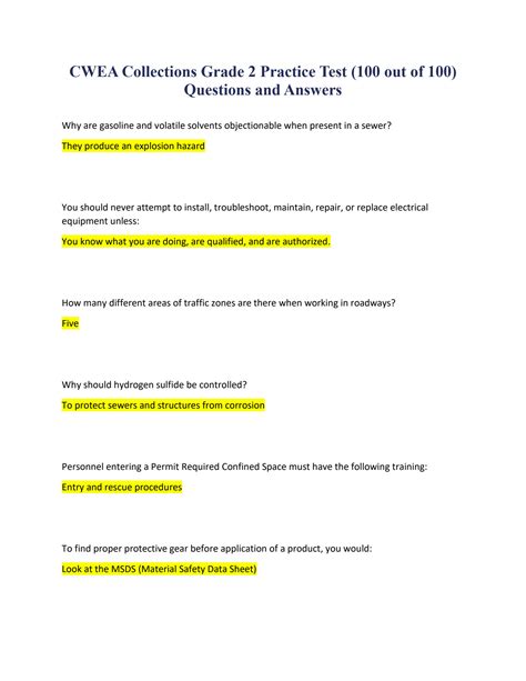 Solution Cwea Collections Grade 2 Practice Test 100 Out Of 100