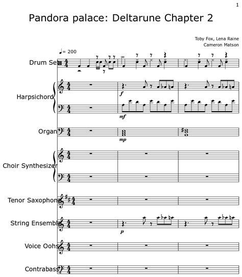 Pandora Palace Deltarune Chapter 2 Sheet Music For Drum Set