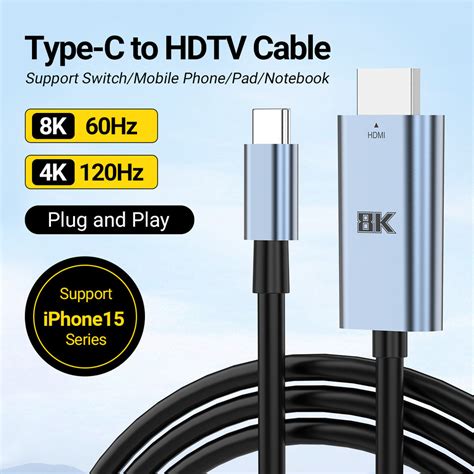 8k60hz4k120hz Super Hd Usb C To Hdmi Cable 2m66ft7874in Type C To