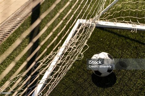 녹색 잔디와 경기장 배경에 흰색과 검은 색 축구 공 스포츠 베팅 아이디어 0명에 대한 스톡 사진 및 기타 이미지 0명 가죽 게이트 Istock