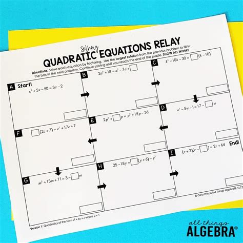 Unit Solving Quadratic Equations Answer Key