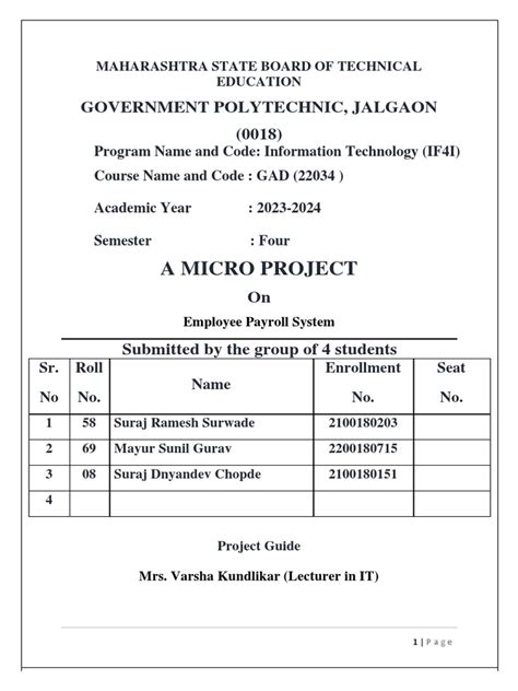 A Micro Project Government Polytechnic Jalgaon 0018 Pdf