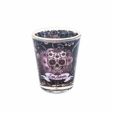 Sugar Skull Shot Glass Gold Rim 77 Ts And Liber T