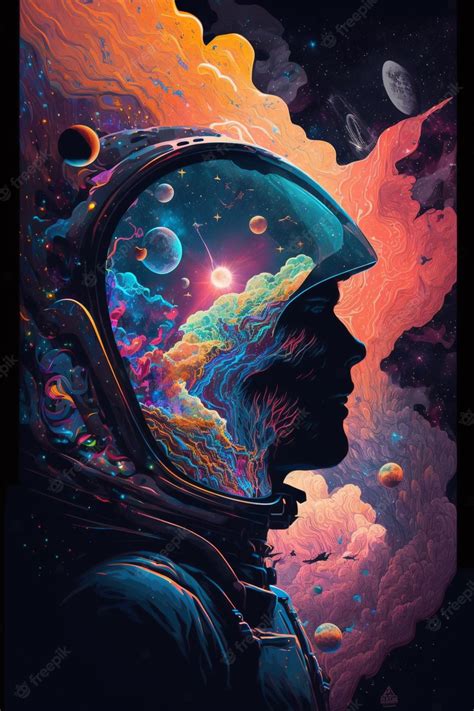 Premium Photo A Poster Of A Spaceman With The Universe In The Background