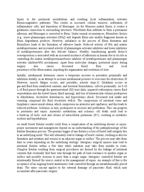 Patofisiologi Ileus Obstruktif Ec Adhesi Dengan Fistula Enterokutan