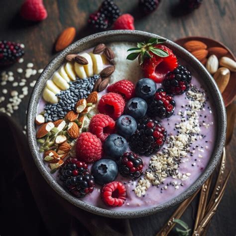 Premium Ai Image Healthy Breakfast Bowl With Oatmeal Berries Nuts And