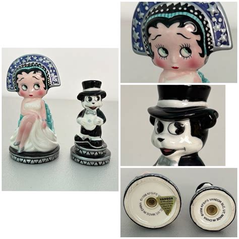 Vintage Vandor 1999 Art Deco Betty Boop And Pudgy Salt Pepper Shakers
