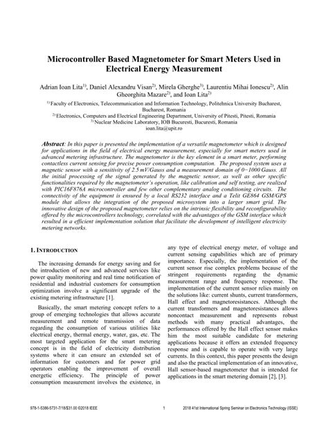 Pdf Microcontroller Based Magnetometer For Smart Meters Used In