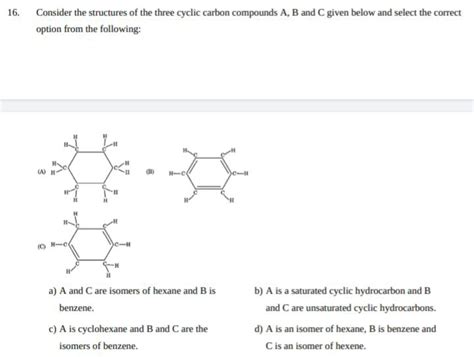 consider the structures of the three cyclic carbon compounds mathrm { a