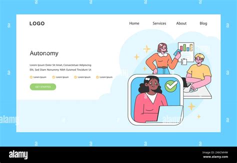Autonomy Web Or Landing Empowered Woman Approves Tasks Remotely While