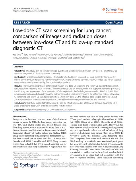 PDF Low Dose CT Scan Screening For Lung Cancer Comparison Of Images