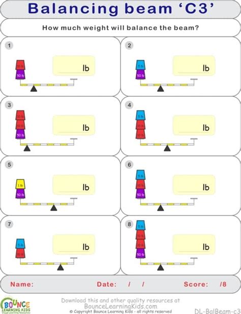 Balance Beam Physics Worksheets Forces Moments And Torque Imperial Units