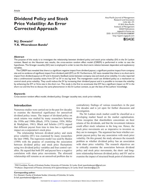 pdf dividend policy and stock price volatility an error corrected approach