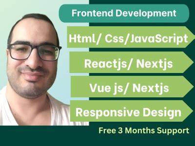 FrontEnt development | html | Css| ReactJS | NextJS | Vue JS | NUXT JS ...