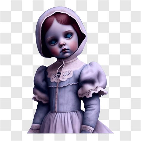 Descarga Muñeca Espeluznante Con Ojos Azules Y Vestido Blanco Pngs En