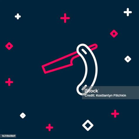 파란색 배경에 격리 된 직선 면도기 아이콘 이발소 기호 다채로운 개요 개념 벡터 가장자리에 대한 스톡 벡터 아트 및 기타 이미지 가장자리 강철 개인 장식품 Istock