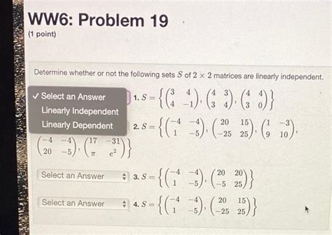 Solved WW6 Problem 19 1 Point Determine Whether Or Not Chegg Com