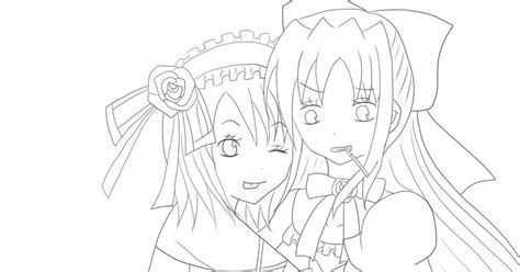 魔法少女まどかマギカ さやかと杏子 線画 蓮華のイラスト Pixiv